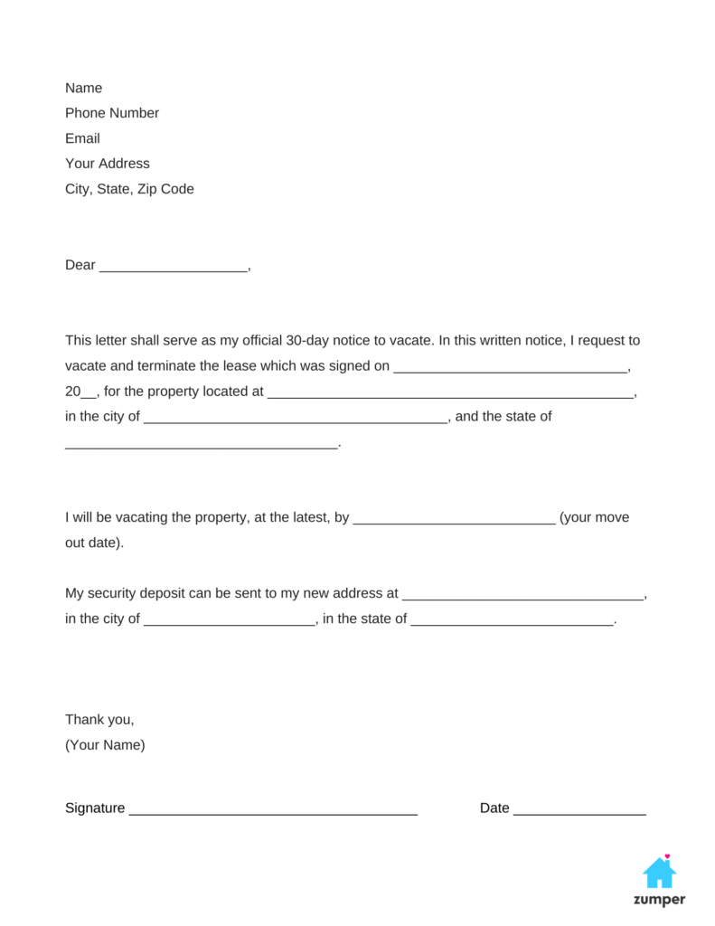 How To Write A 30 Day Notice To Vacate Letter and A Template 