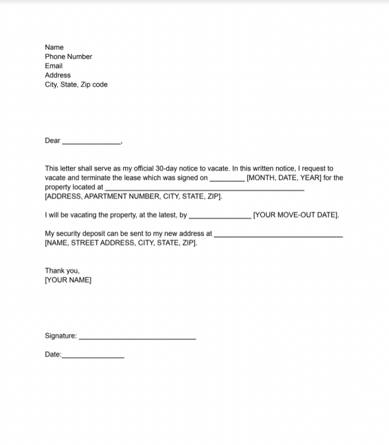 How To Write A 30 Day Notice To Vacate Letter with Template 